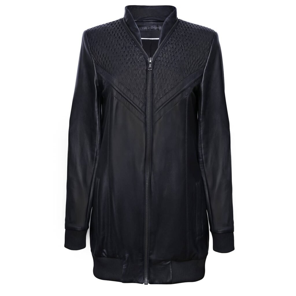 Leather Long Bomber Jacket ‘Net’ - VOLS & ORIGINAL